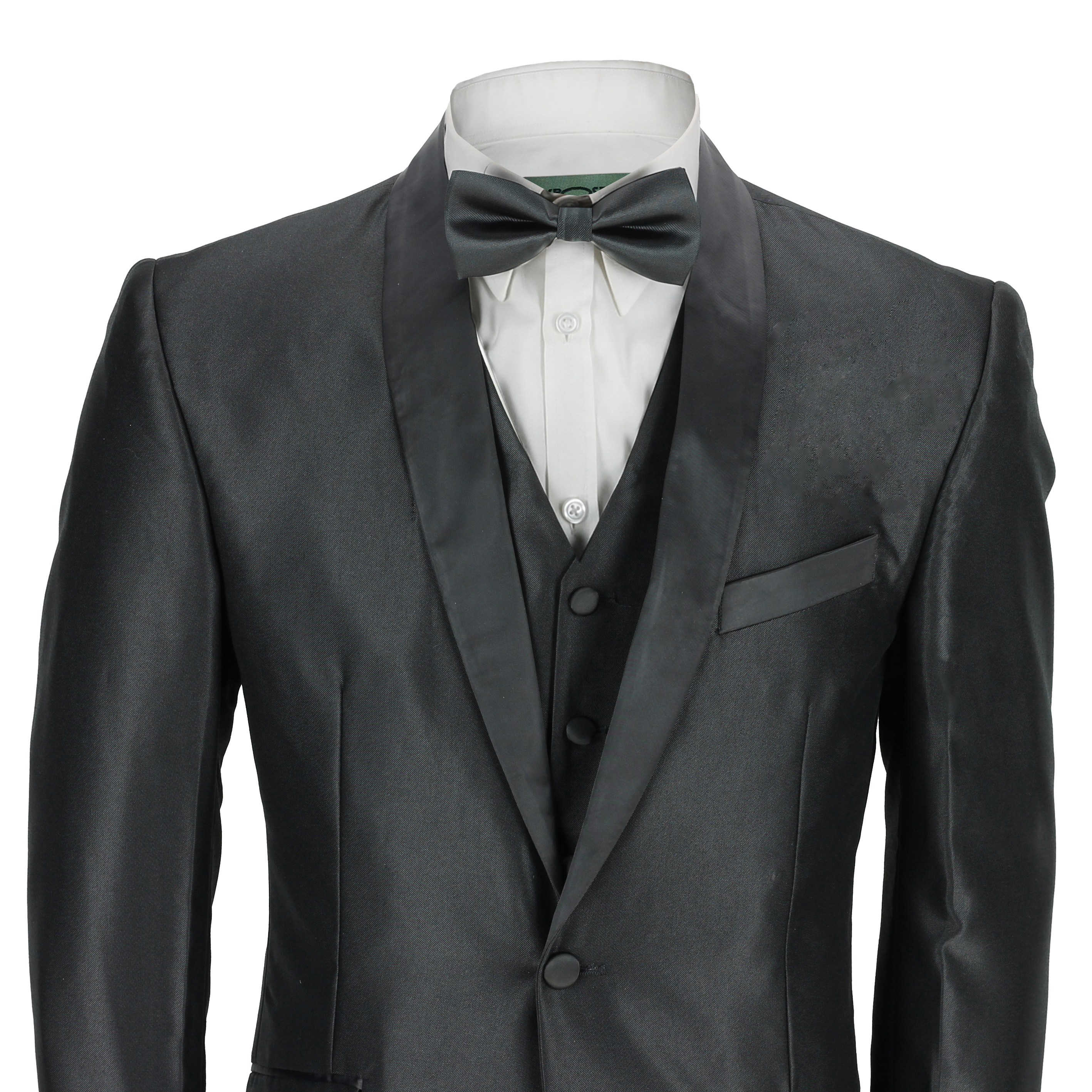 Mens 3 Piece Dinner Suit Vintage Black Shawl Lapel Slim Fit Wedding